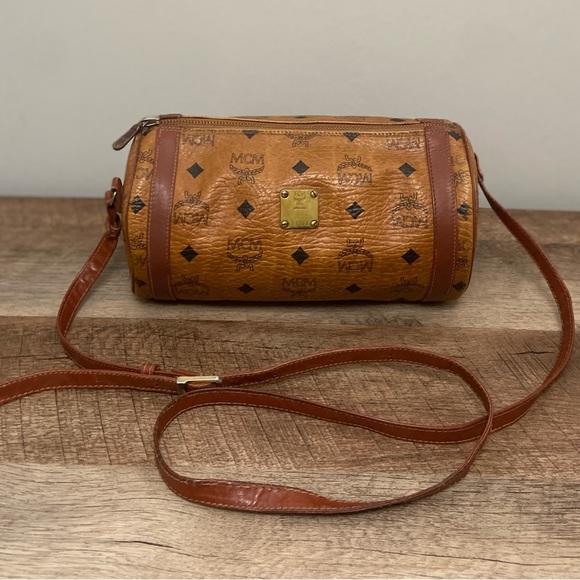 MCM | Bags | Authentic Mcm Monogram Cognac Crossbody Bag | Poshmark